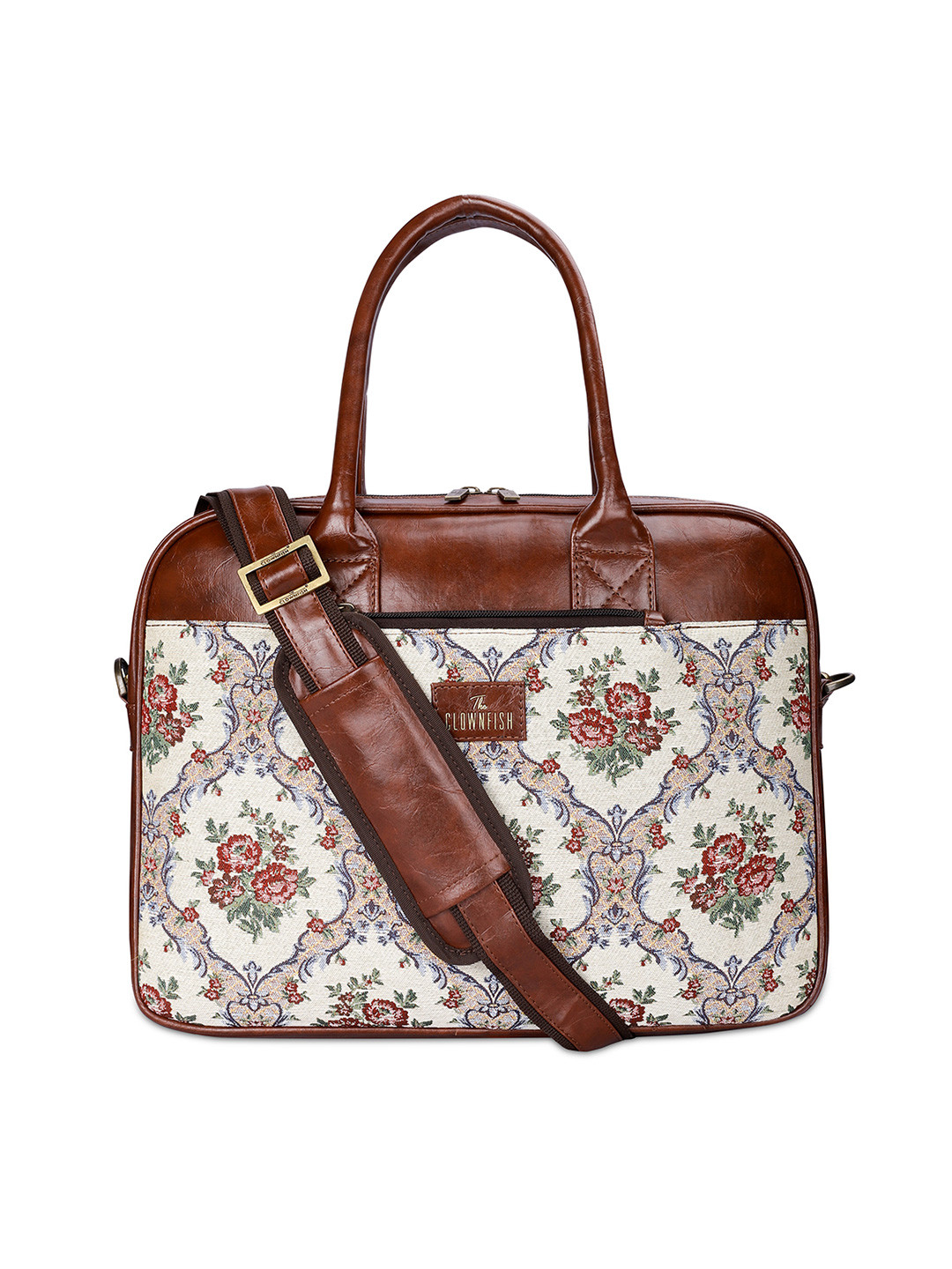Buy THE CLOWNFISH Floral Printed Tapestry Fabric Laptop Bag - Laptop ...