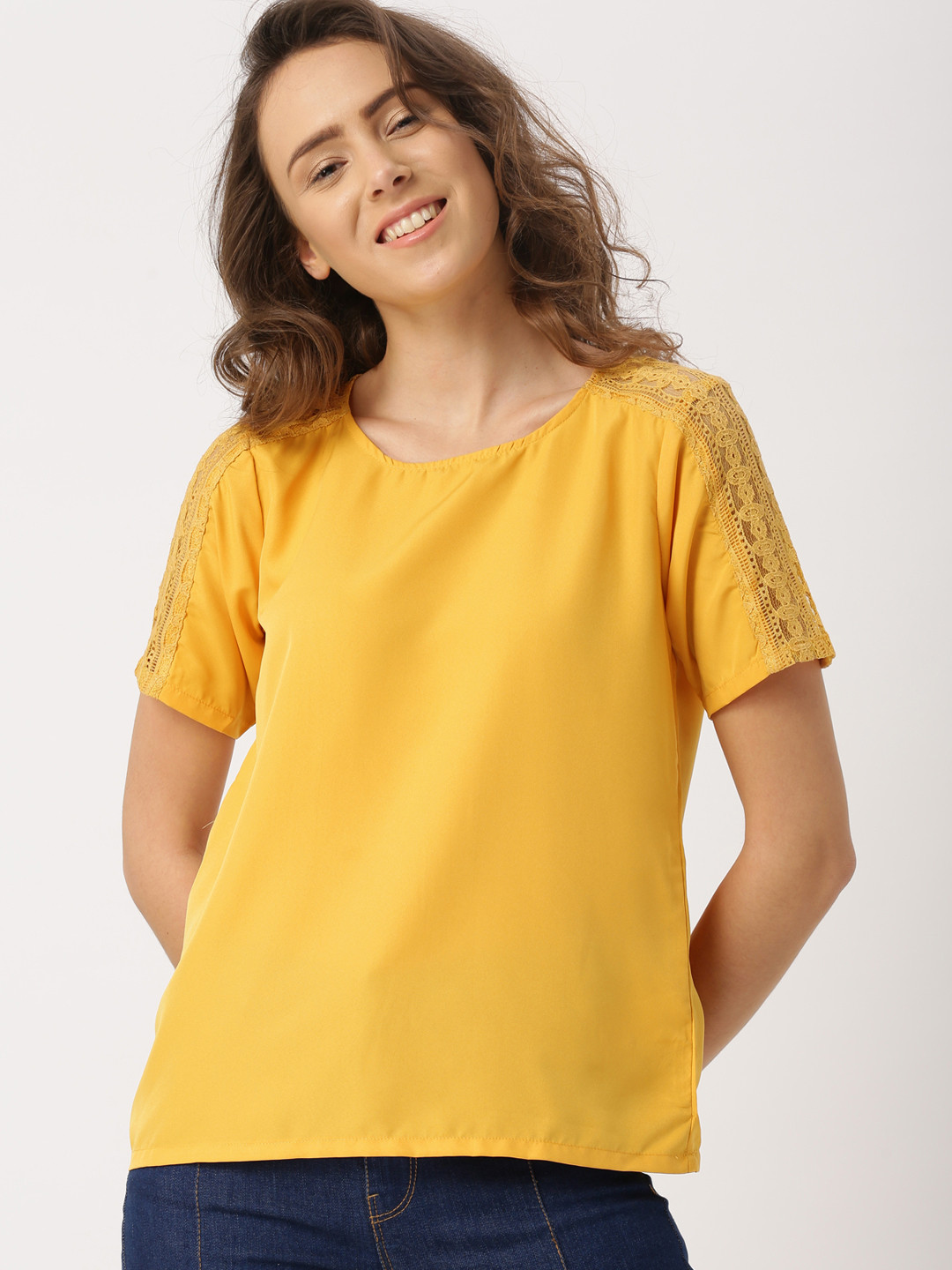 Buy DressBerry Women Yellow Solid Top - Tops for Women 2204587 | Myntra