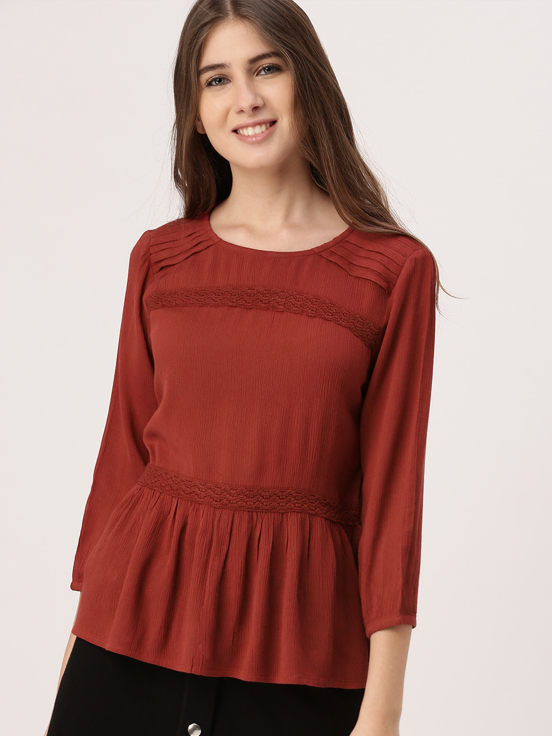 Buy DressBerry Women Maroon Solid Top - Tops for Women 2204697 | Myntra