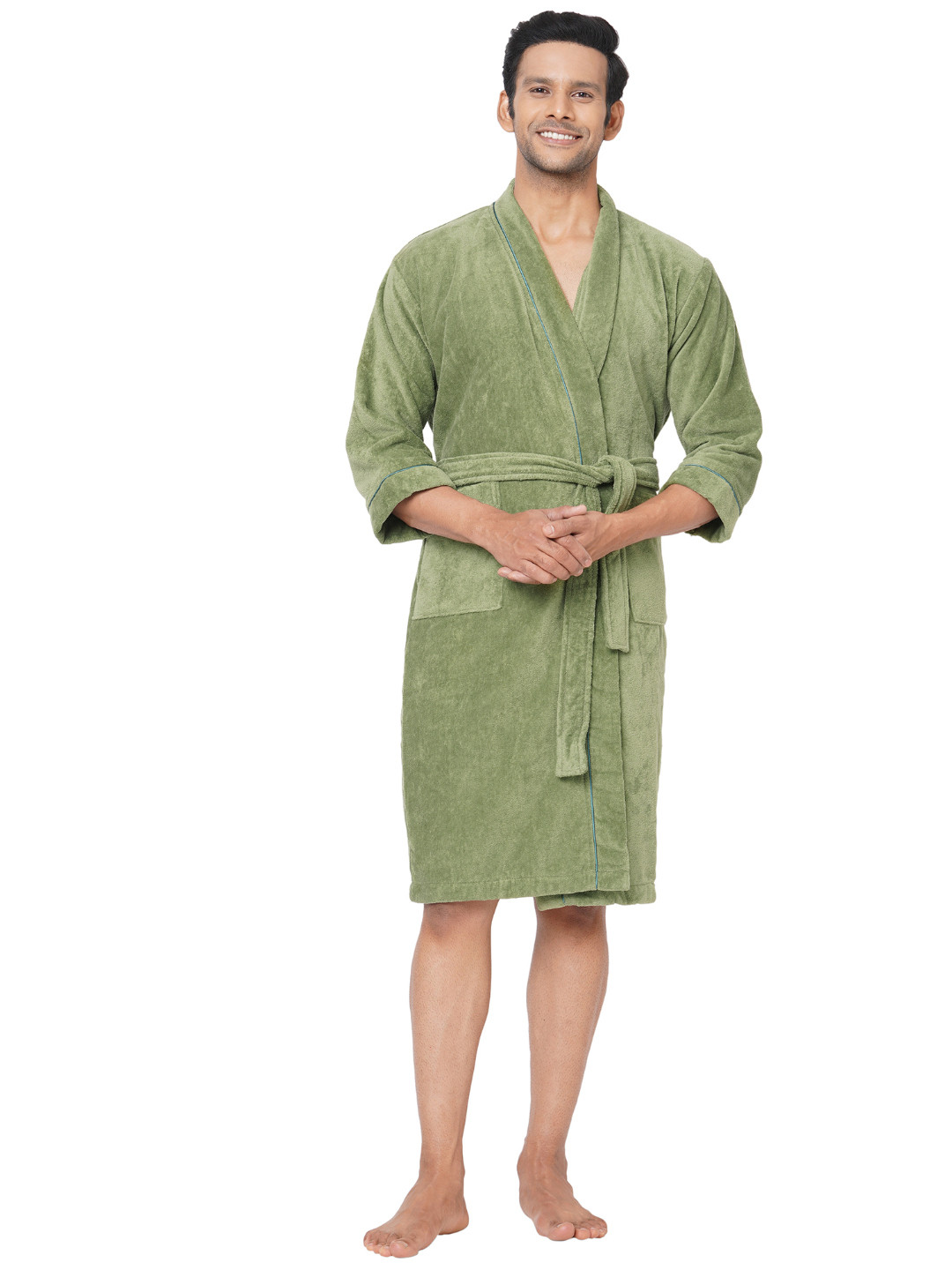 Buy SPACES Unisex Pure Cotton 400 GSM Bath Robe With Fabric Belt - Bath ...