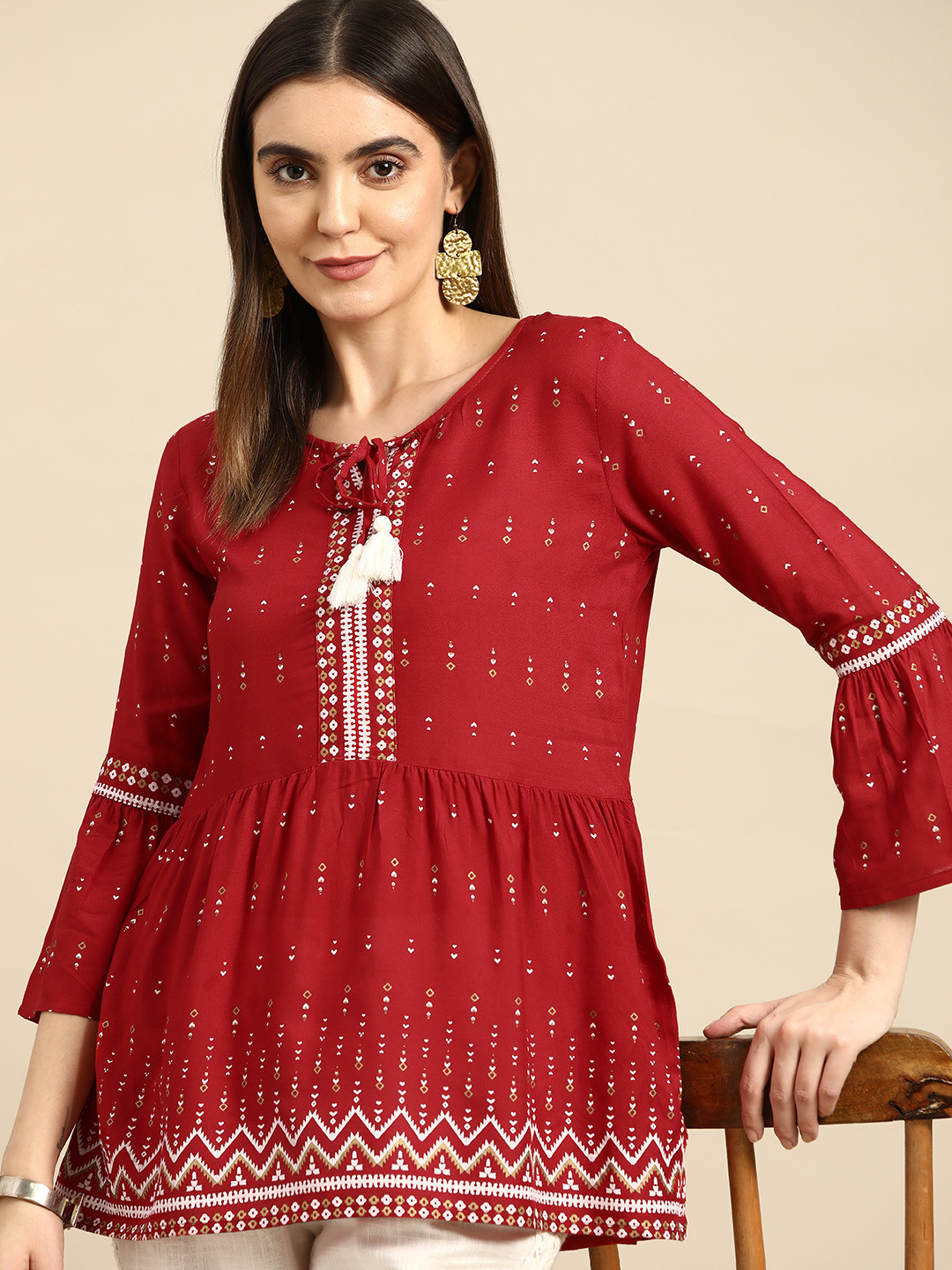 Buy Anouk Red Printed Short Kurti - Kurtis for Women 22048140 | Myntra
