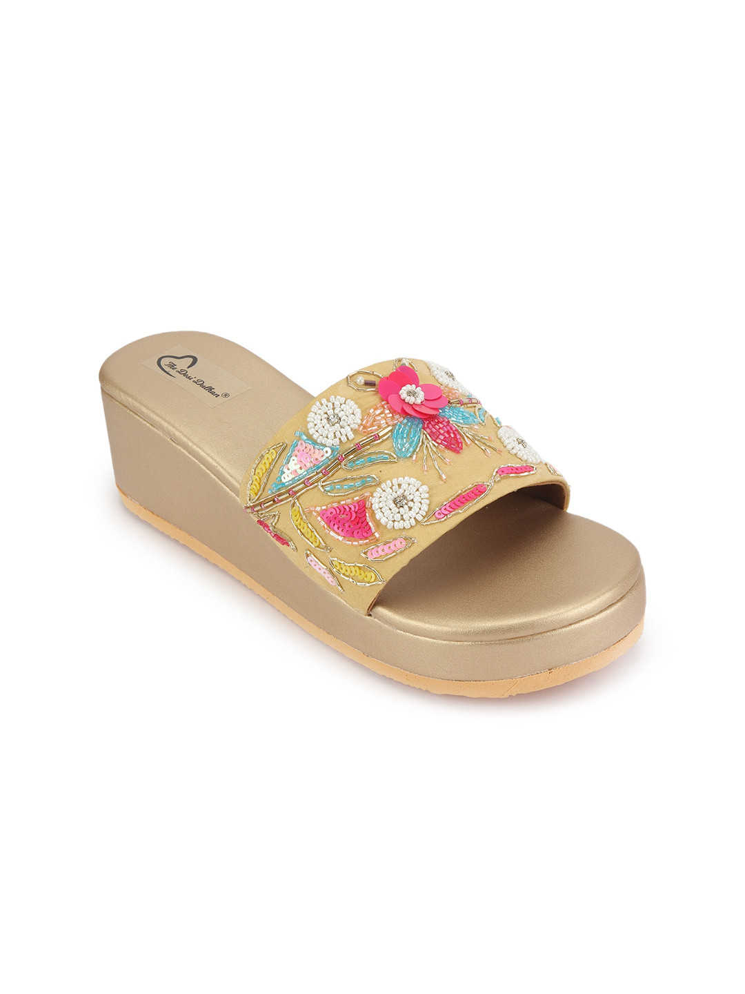 Buy The Desi Dulhan Gold Toned Ethnic Wedge Sandals - Heels for Women ...
