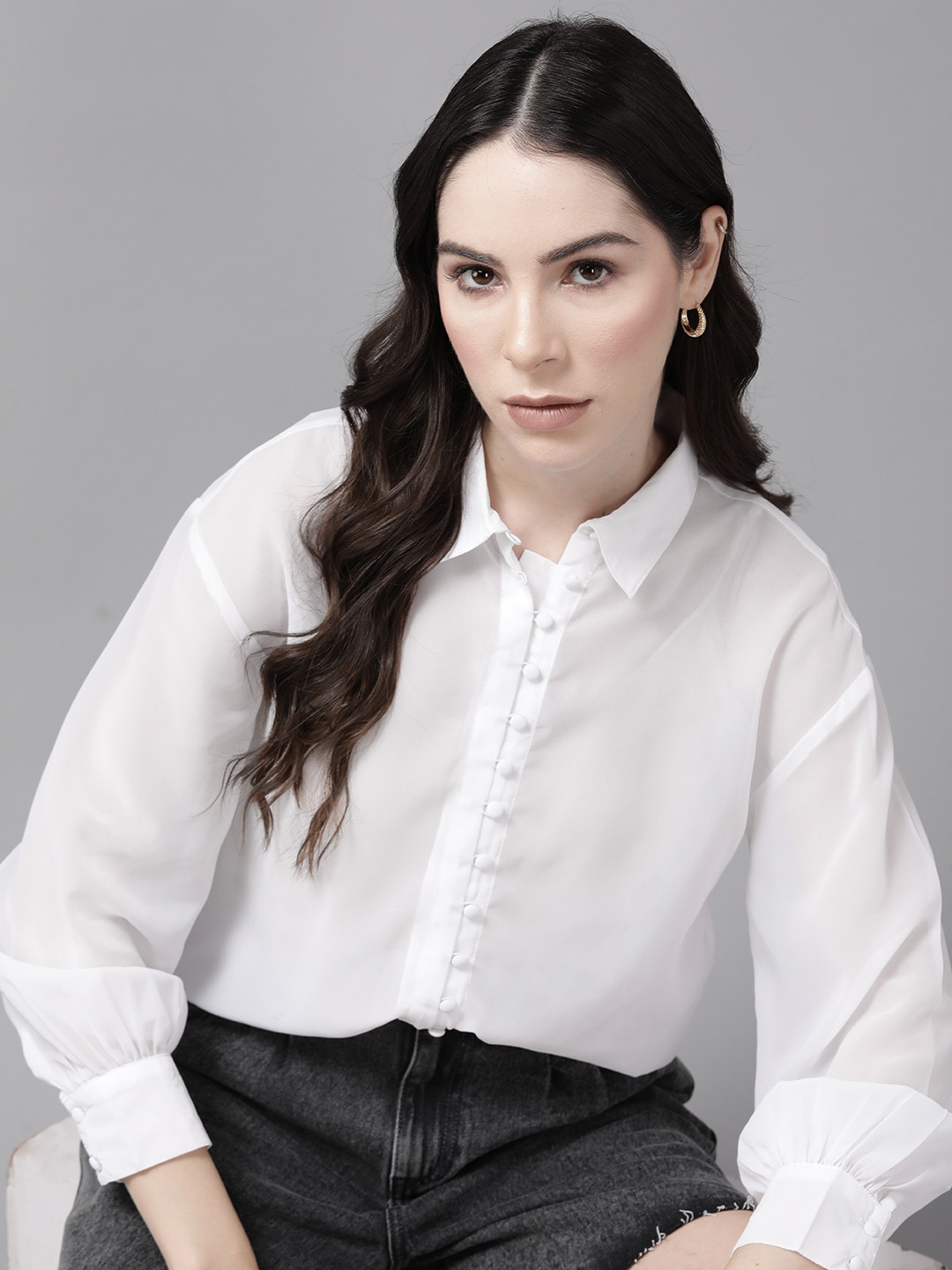 Buy The Roadster Lifestyle Co.Semi Sheer Casual Shirt - Shirts for ...