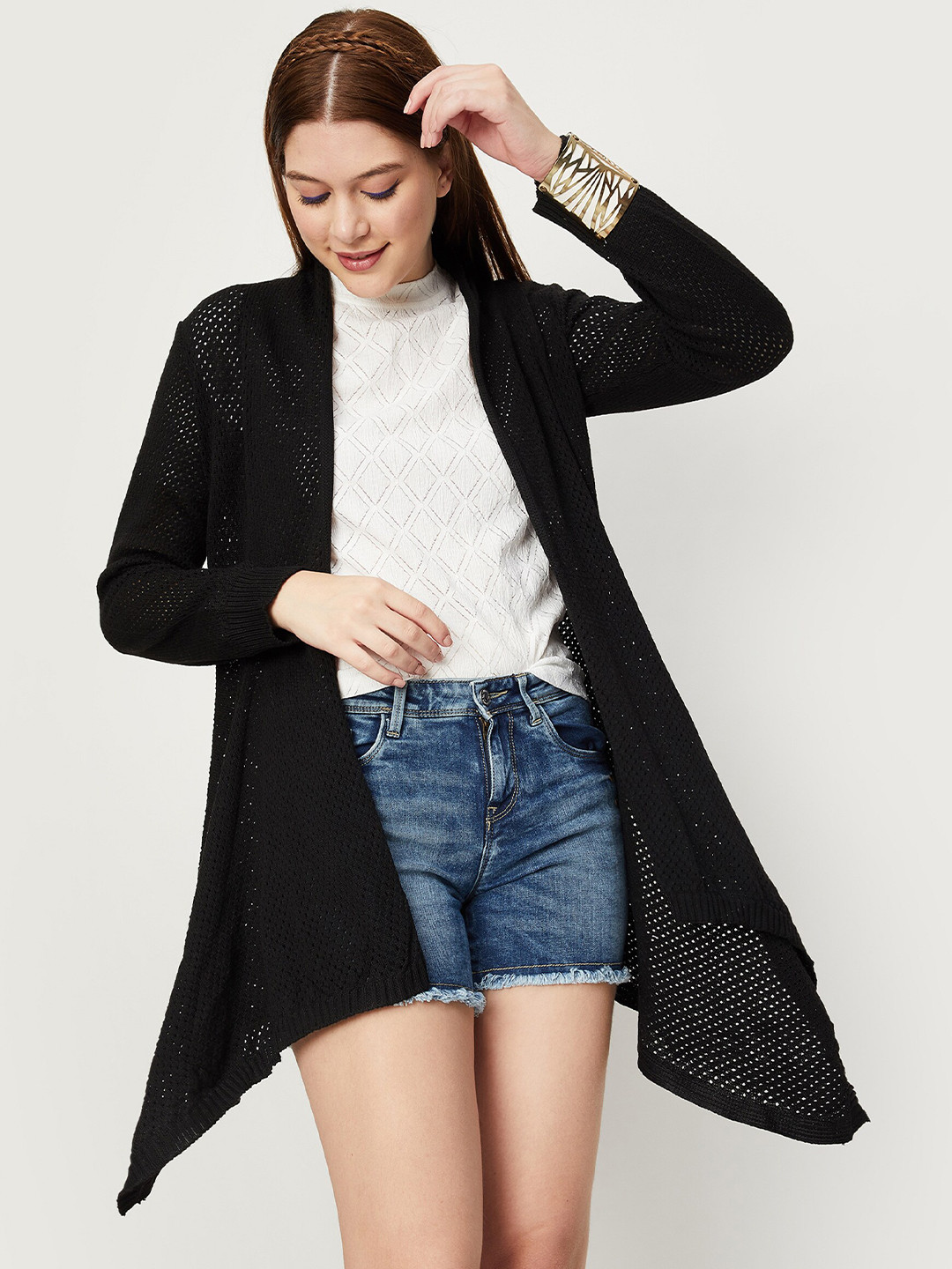 Buy Max Acrylic Open Front Longline Asymmetric Shrug - Shrug for Women ...