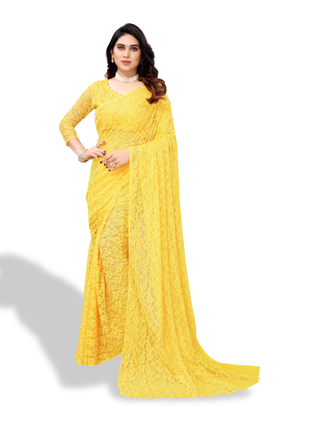 Buy Florence Floral Woven Design Net Saree - Sarees for Women 22051712 ...
