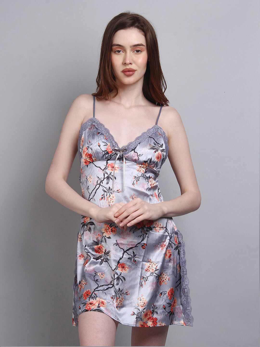 Buy Herryqeal Floral Printed Satin Shoulder Straps Baby Doll - Baby ...