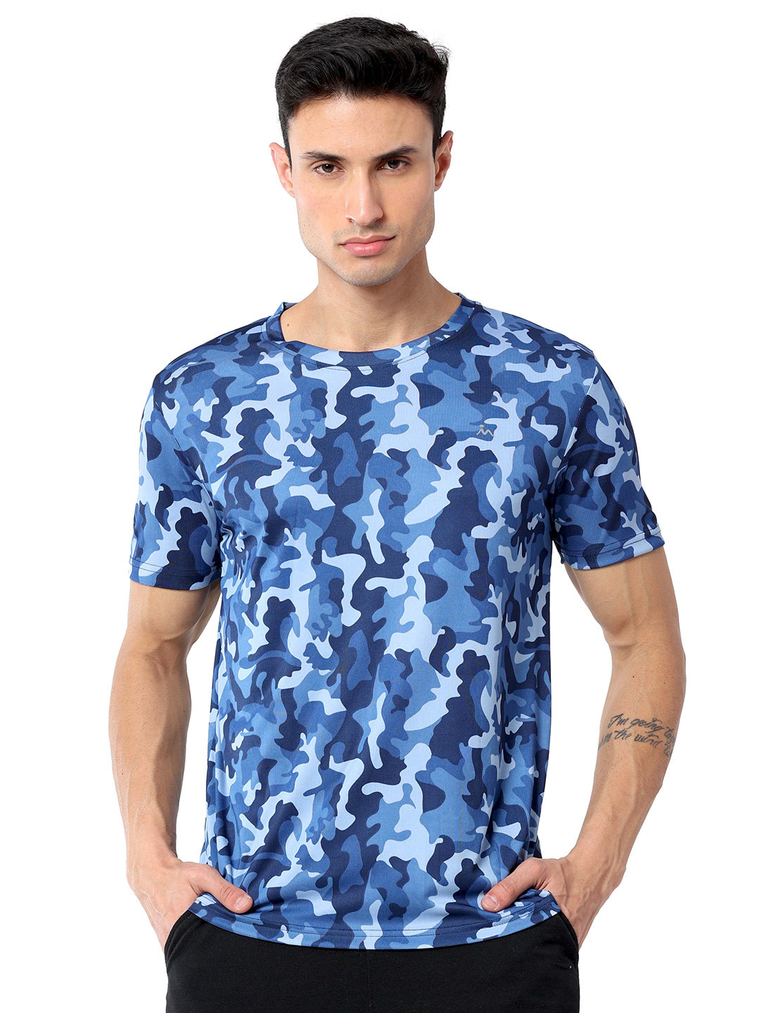 Buy Masculino Latino Plus Men Plus Size Camouflaged Printed Round Neck ...