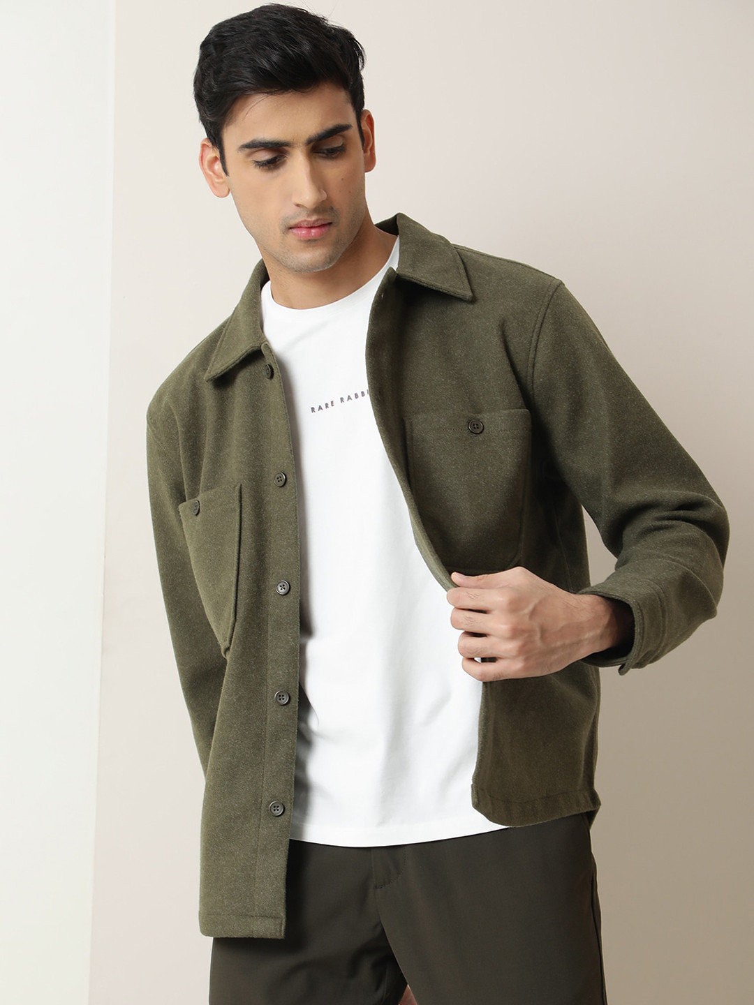 Buy RARE RABBIT Men Jerome Slim Fit Spread Collar Cotton Jacket ...