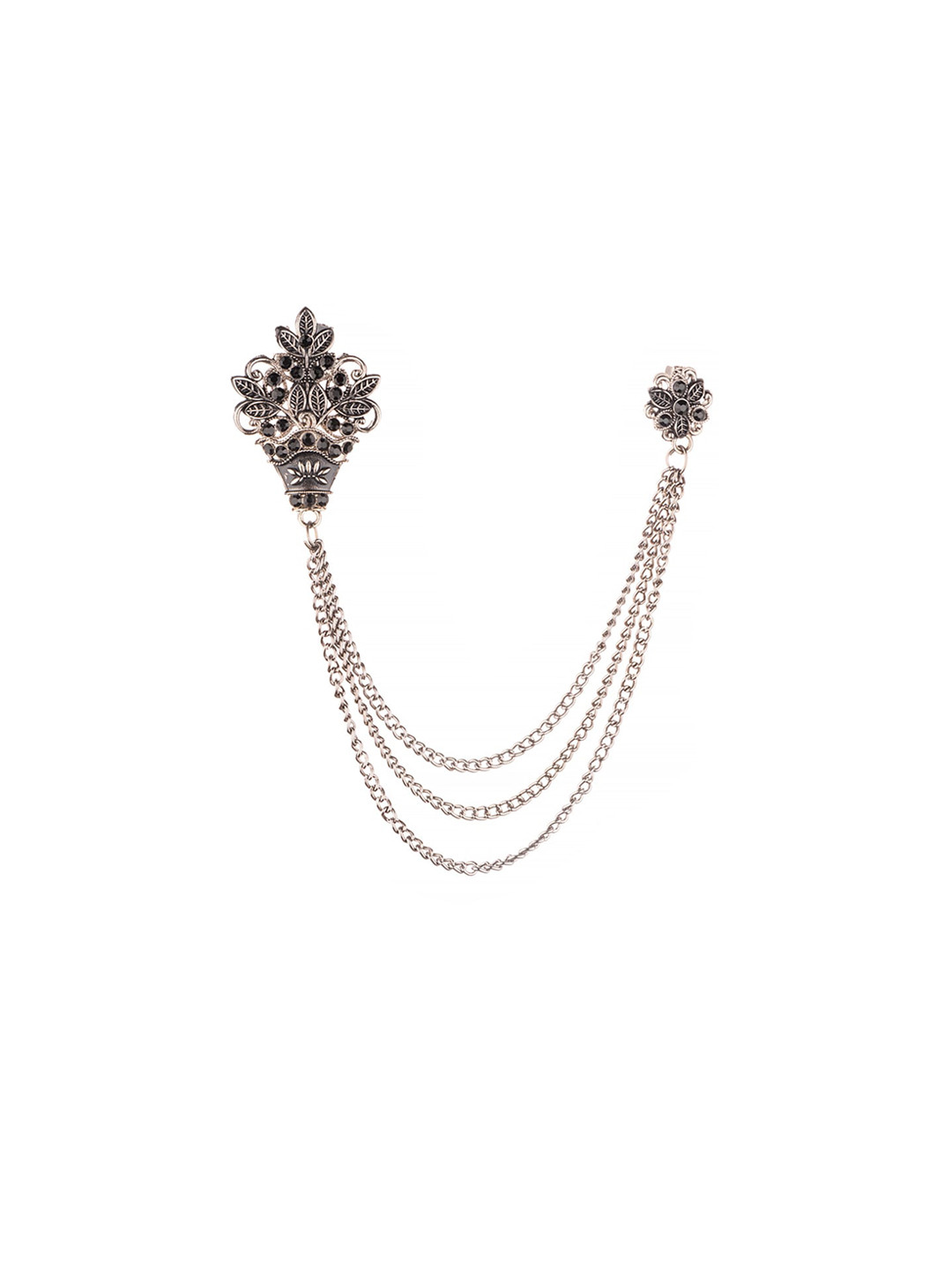 Buy The Tie Hub Men Stone Studded Flower Bouquet Chain Lapel Pin ...