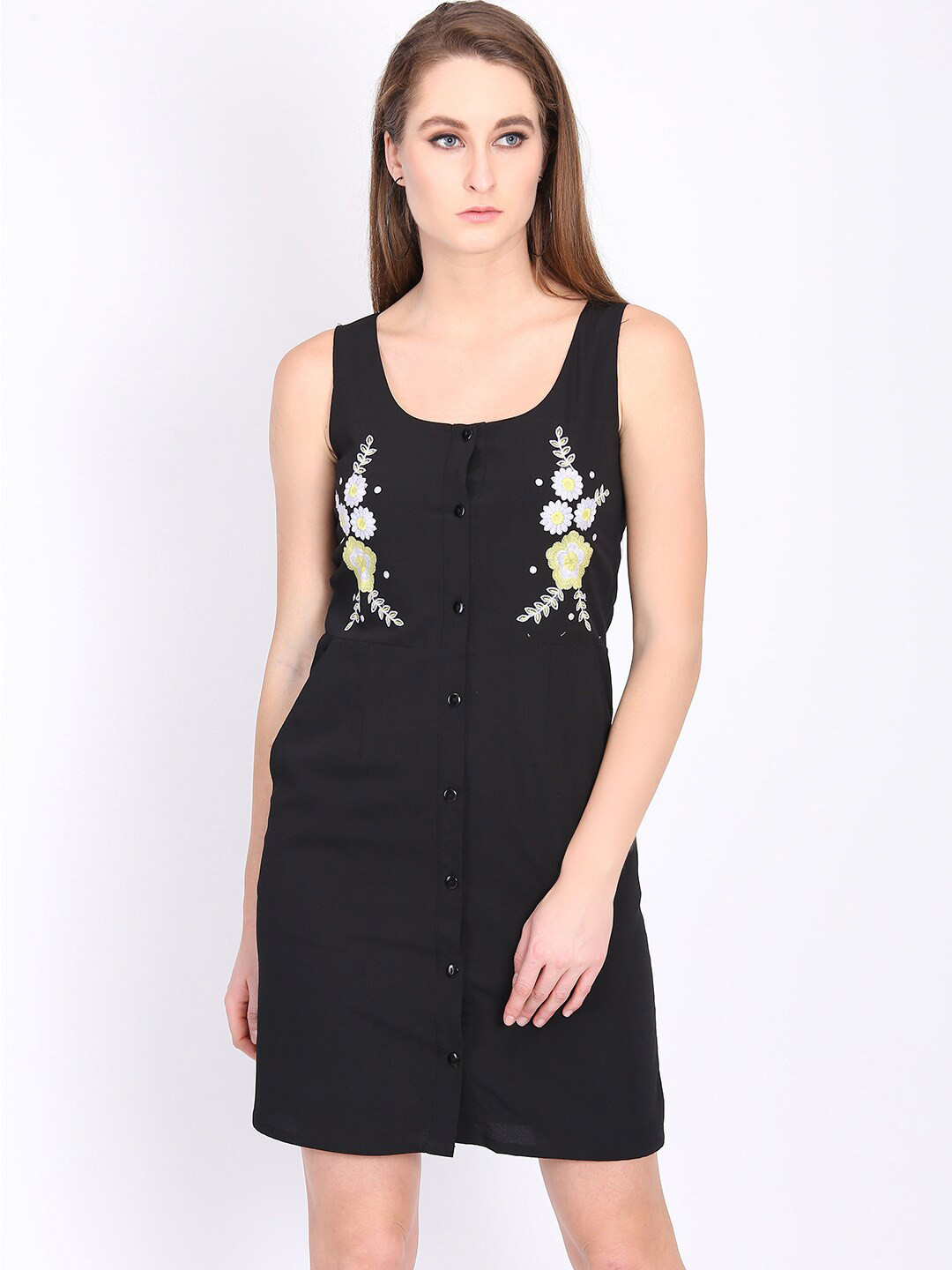 Buy DODO & MOA Floral Embroidered Sheath Mini Dress - Dresses for Women ...
