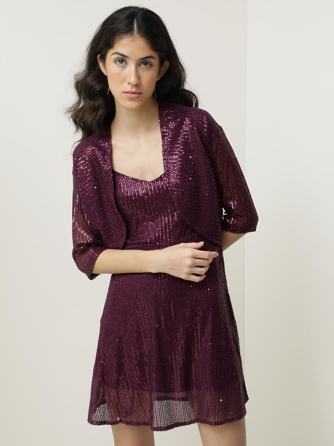 Buy RAREISM Embellished Open Front Crop Shrug - Shrug for Women ...