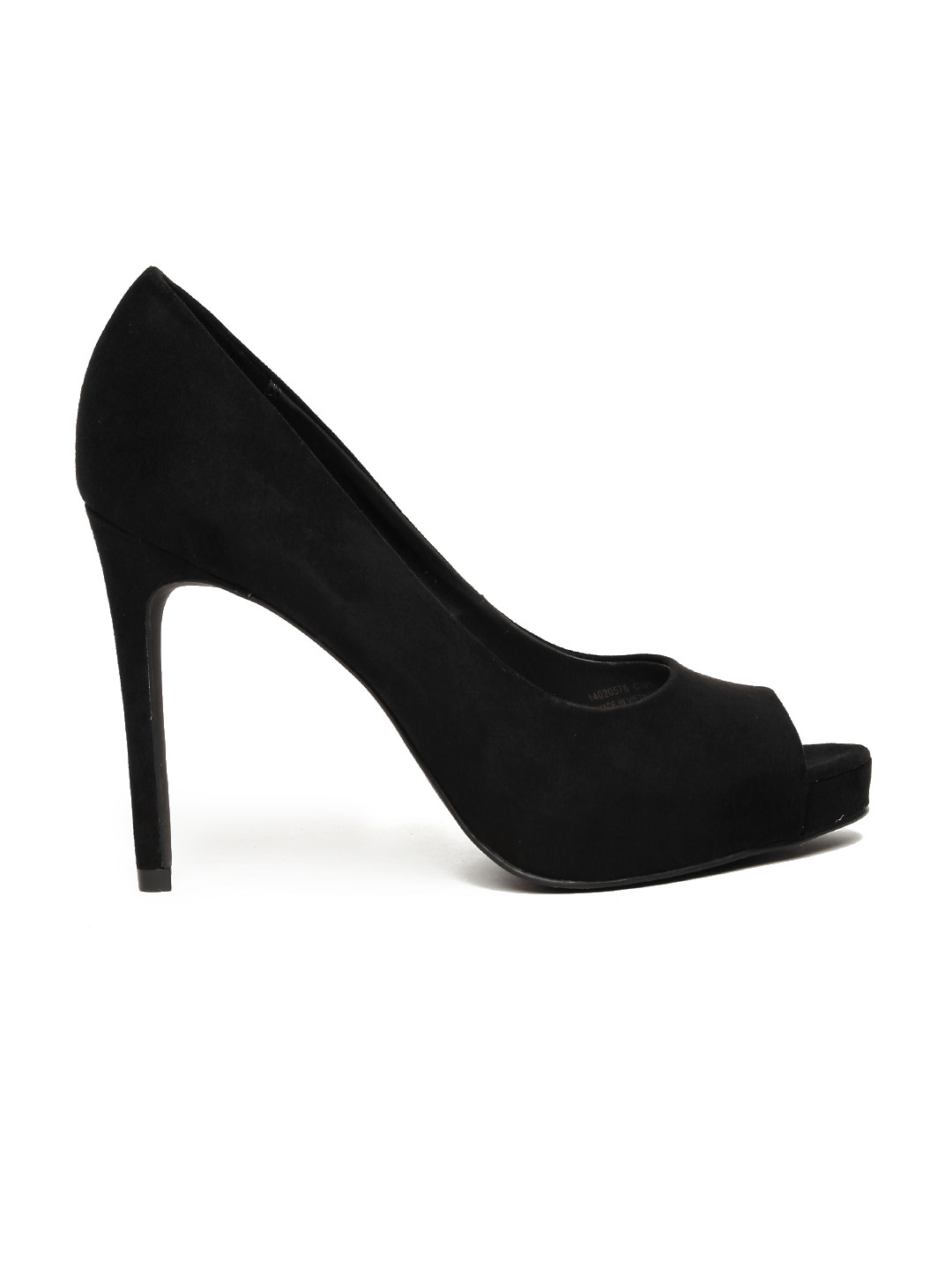 Buy MANGO Women Black Solid Suede Peep Toes - Heels for Women 2206552 ...