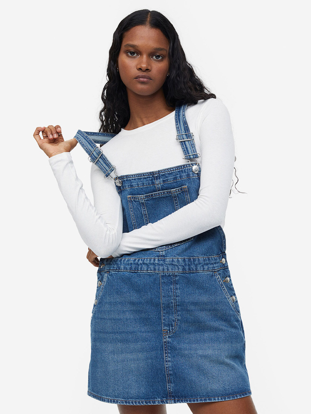 Buy H&M Women Denim Dungaree Dress - Dresses for Women 22066778 | Myntra
