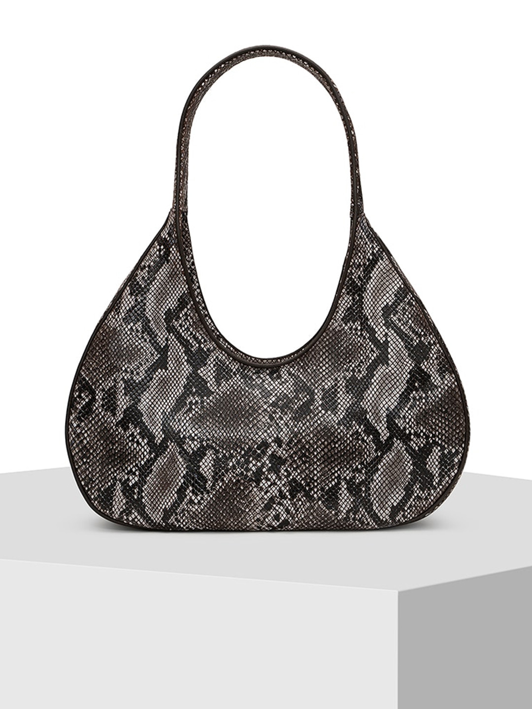 Buy TIGER MARRON Brown Textured Leather Structured Hobo Bag - Handbags ...