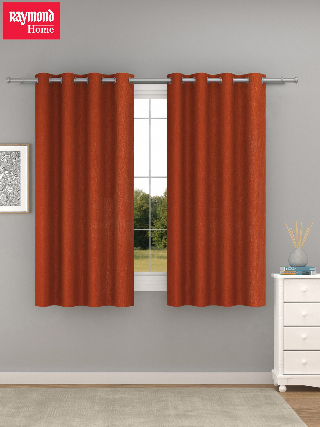 Buy Raymond Home Rust 2 Pcs Window Curtains - Curtains And Sheers for ...