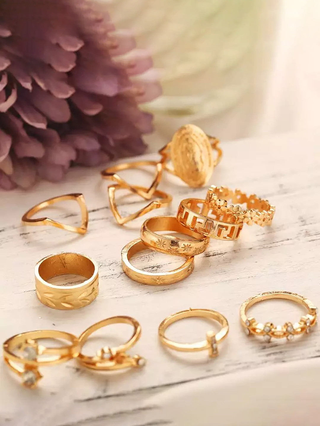 Buy Pinapes Set Of 25 Gold Plated Finger Rings - Ring for Unisex ...