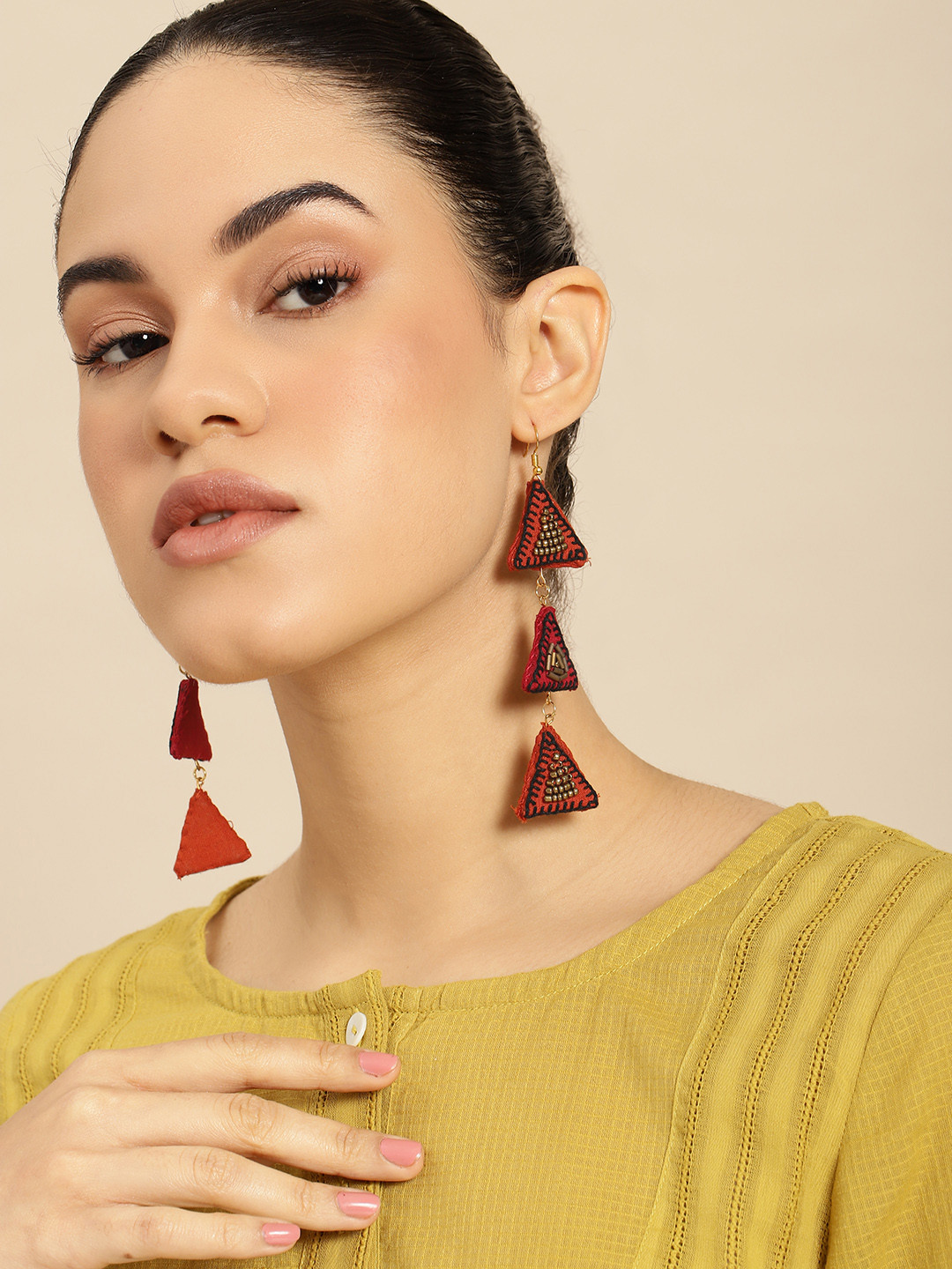 Buy Taavi Handcrafted Triangular Drop Earrings - Earrings for Women ...