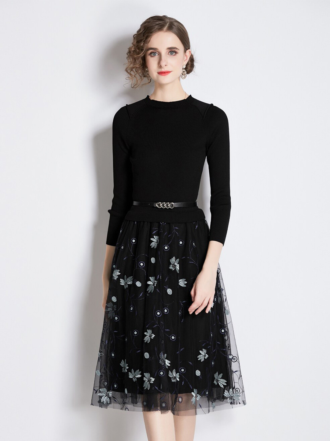 Buy JC Collection Floral Printed Fit & Flare Round Neck Dress - Dresses ...