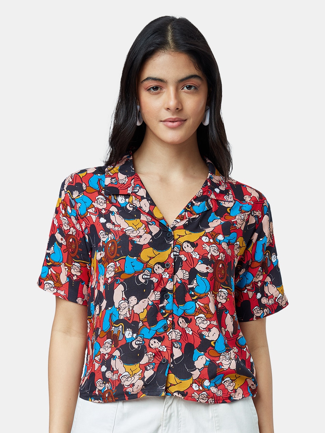 Buy The Souled Store Spread Collar Popeye Printed Casual Shirt Shirts