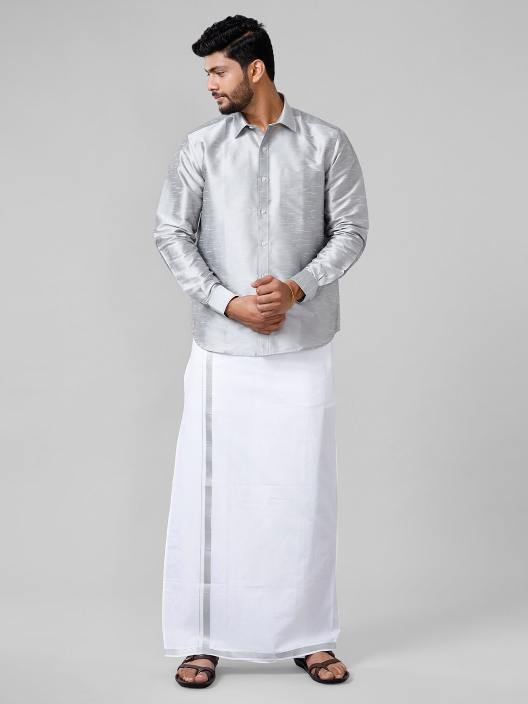 Buy Ramraj Men Shirt With Veshti - Clothing Set for Men 22080626 | Myntra