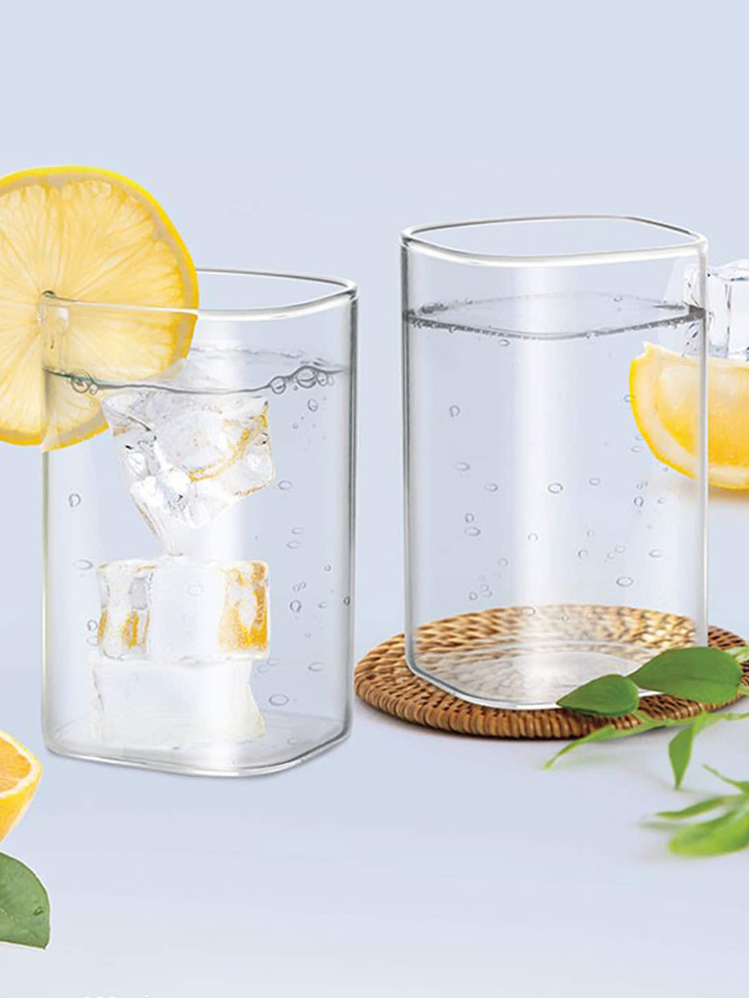 Buy Treo V Square Borosilicate Glass Tumbler 6 Pcs Transparent 280 Ml ...