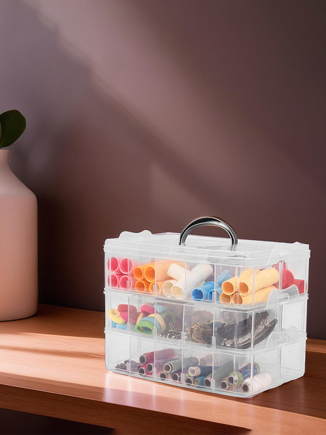 Buy Kuber Industries Transparent 3 Tier Beads Detachable Storage ...