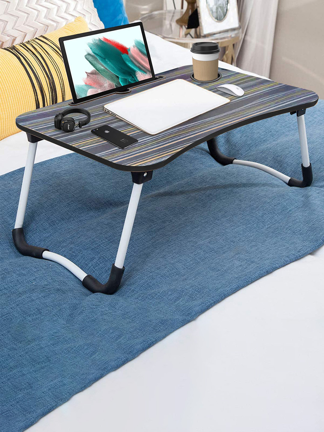Buy Sattva Black & White Printed Portable Folding Laptop Table - Laptop ...