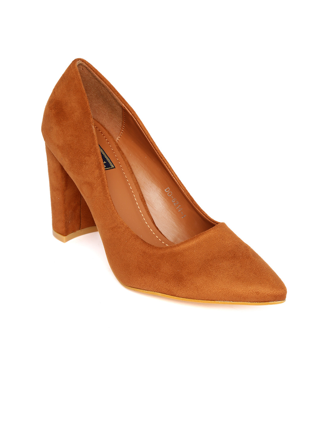 Buy Flat N Heels Women Rust Brown Solid Block Heeled Pumps - Heels for ...