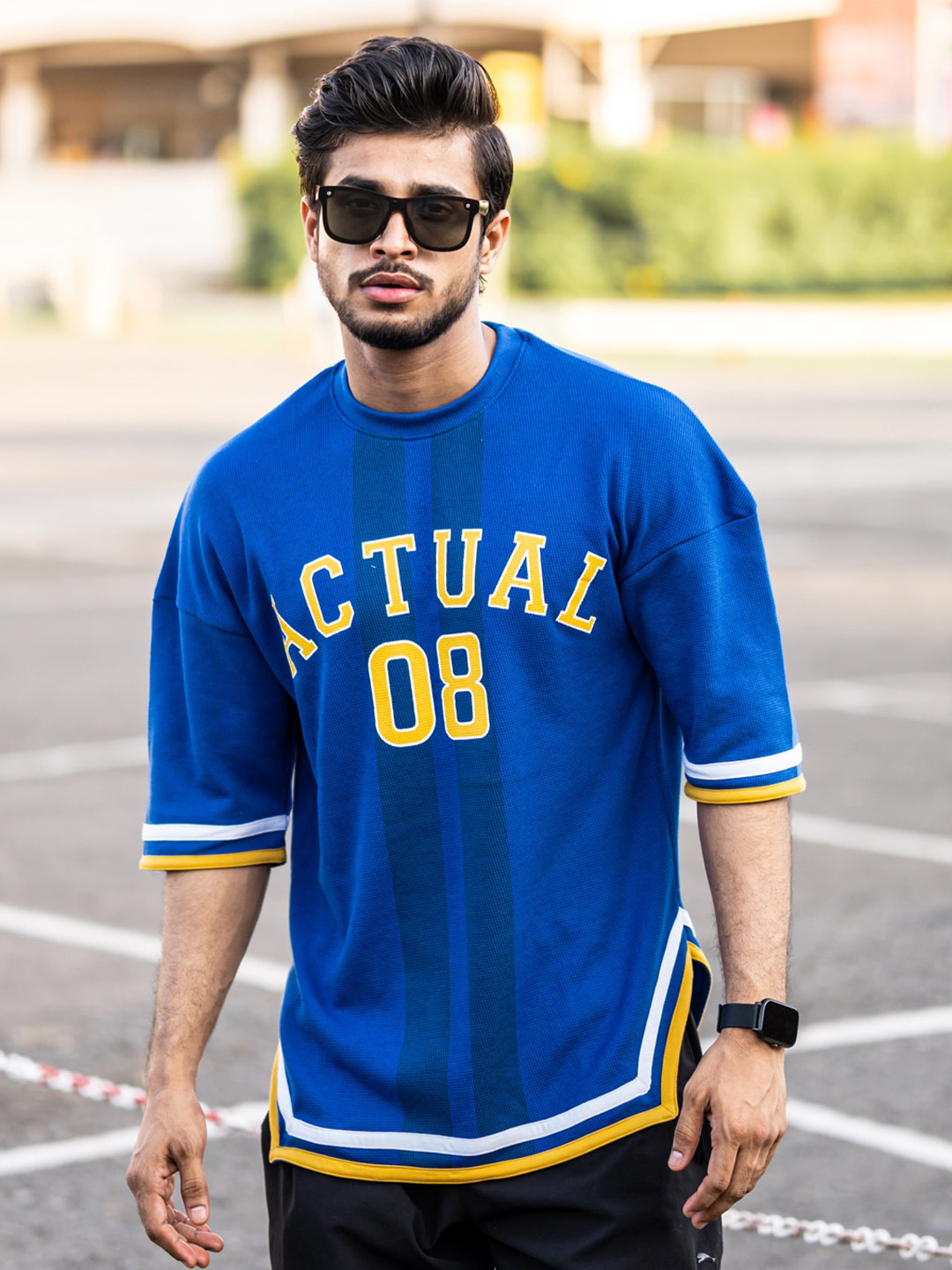 Buy Powerlook Blue Typography Printed Oversize Fit T Shirt - Tshirts ...