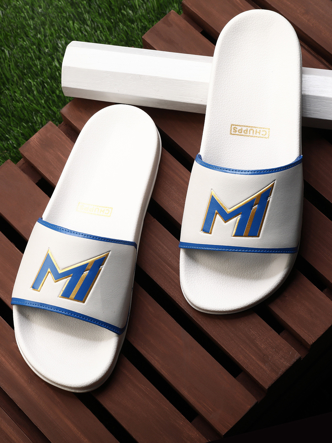 Buy CHUPPS Women's MI Official Printed Sliders - Flip Flops for Women ...