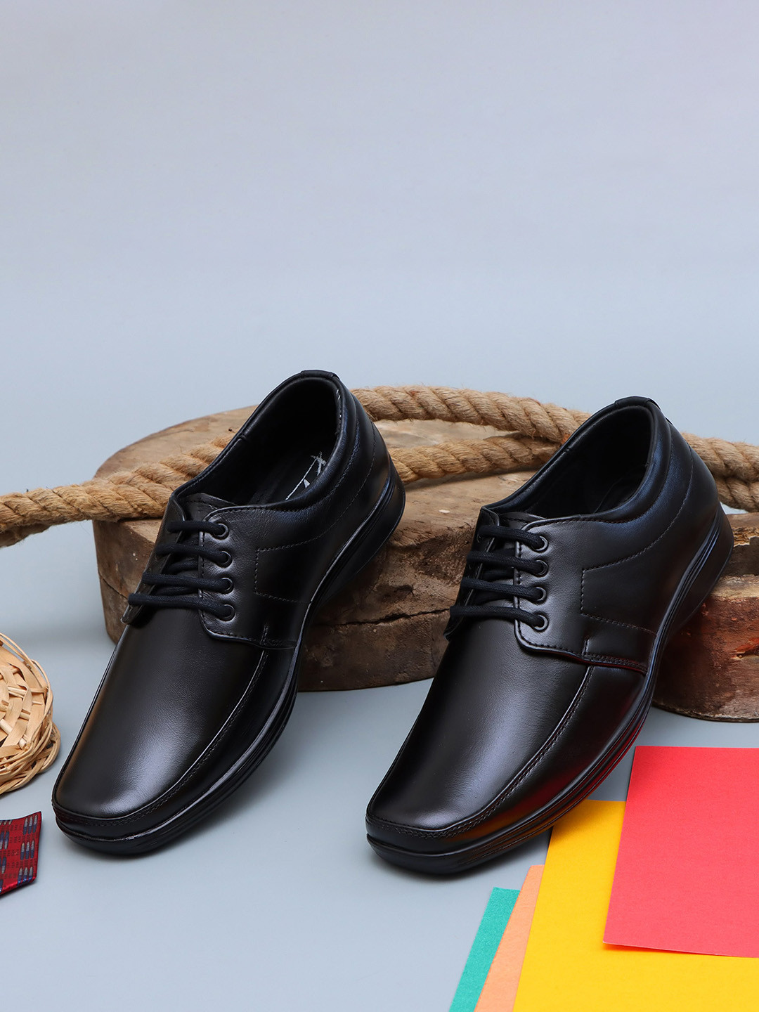 Buy Knoos Men Square Toe Genuine Leather Formal Derbys - Formal Shoes ...