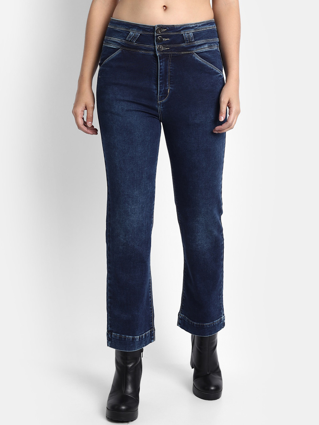 Buy BROADSTAR Women Jean Straight Fit Mid Rise Light Fade Stretchable ...