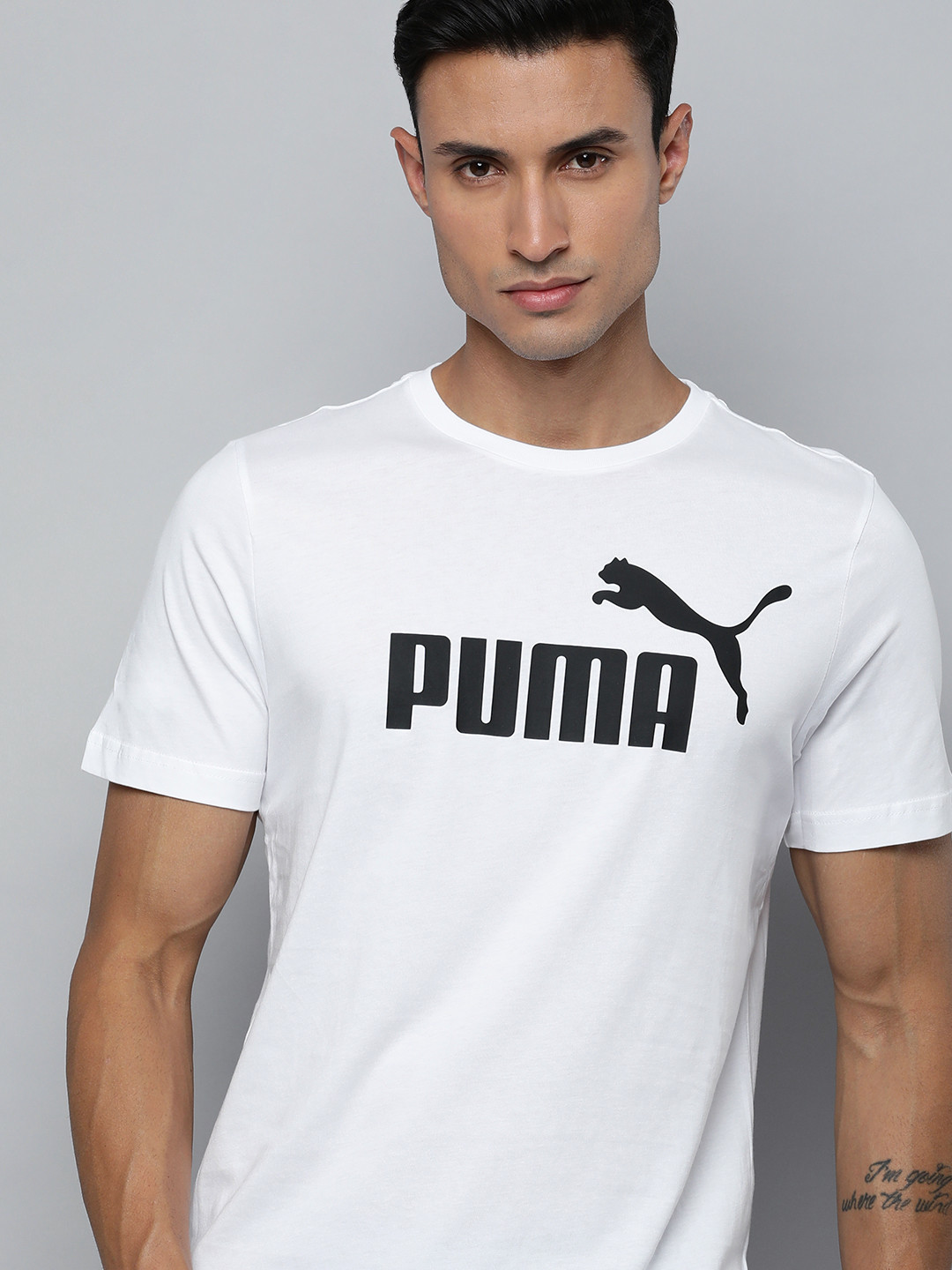Buy Puma Men Brand Logo Printed Pure Cotton Regular Fit Outdoor T Shirt ...