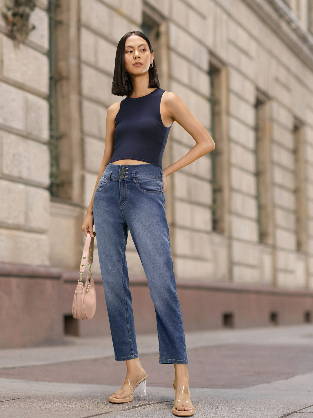 Buy All About You Women Boyfriend Fit High Rise Light Fade Stretchable ...