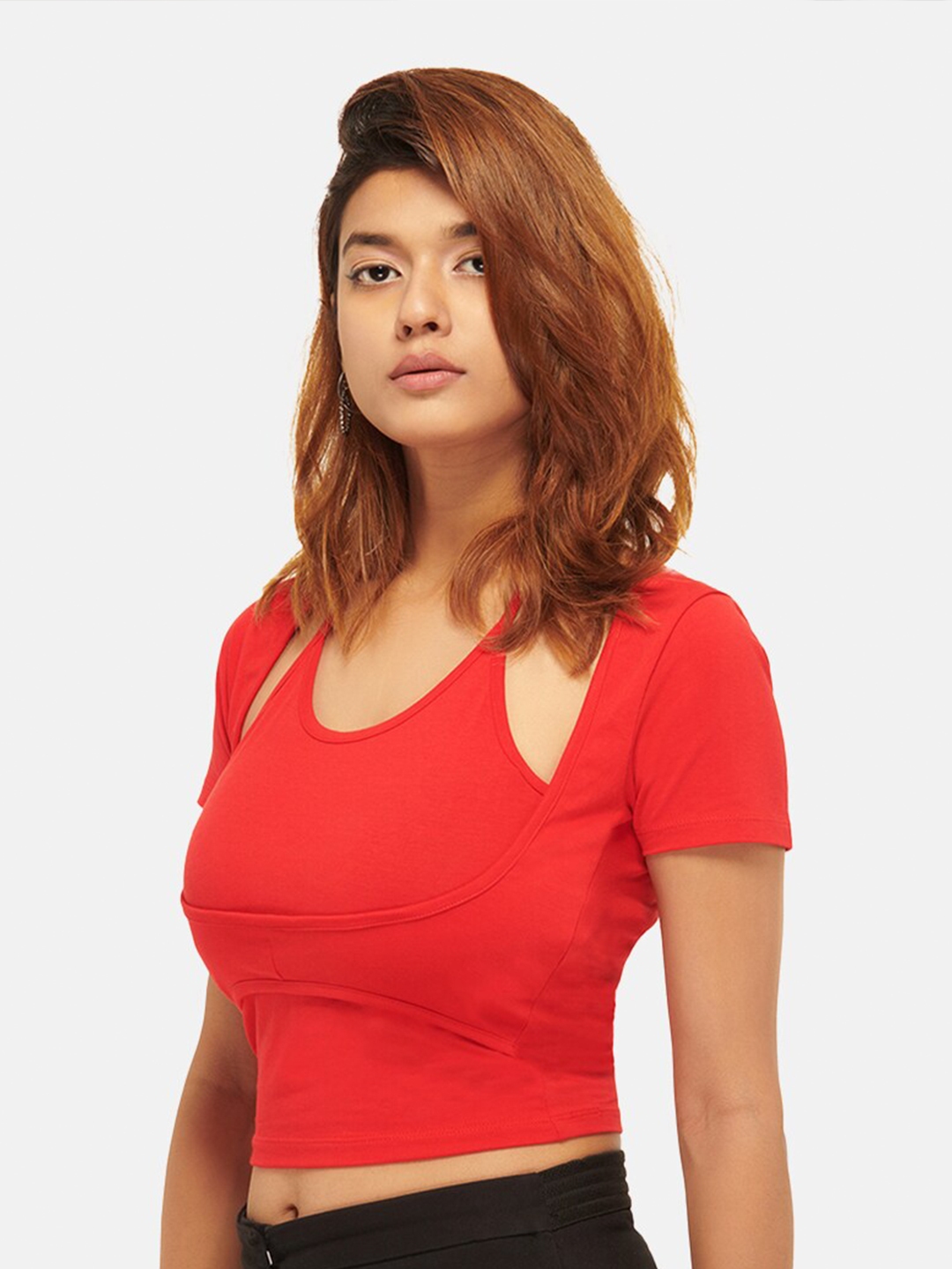 Buy Izf Scoop Neck Layered Cotton Fitted Crop Top Tops For Women
