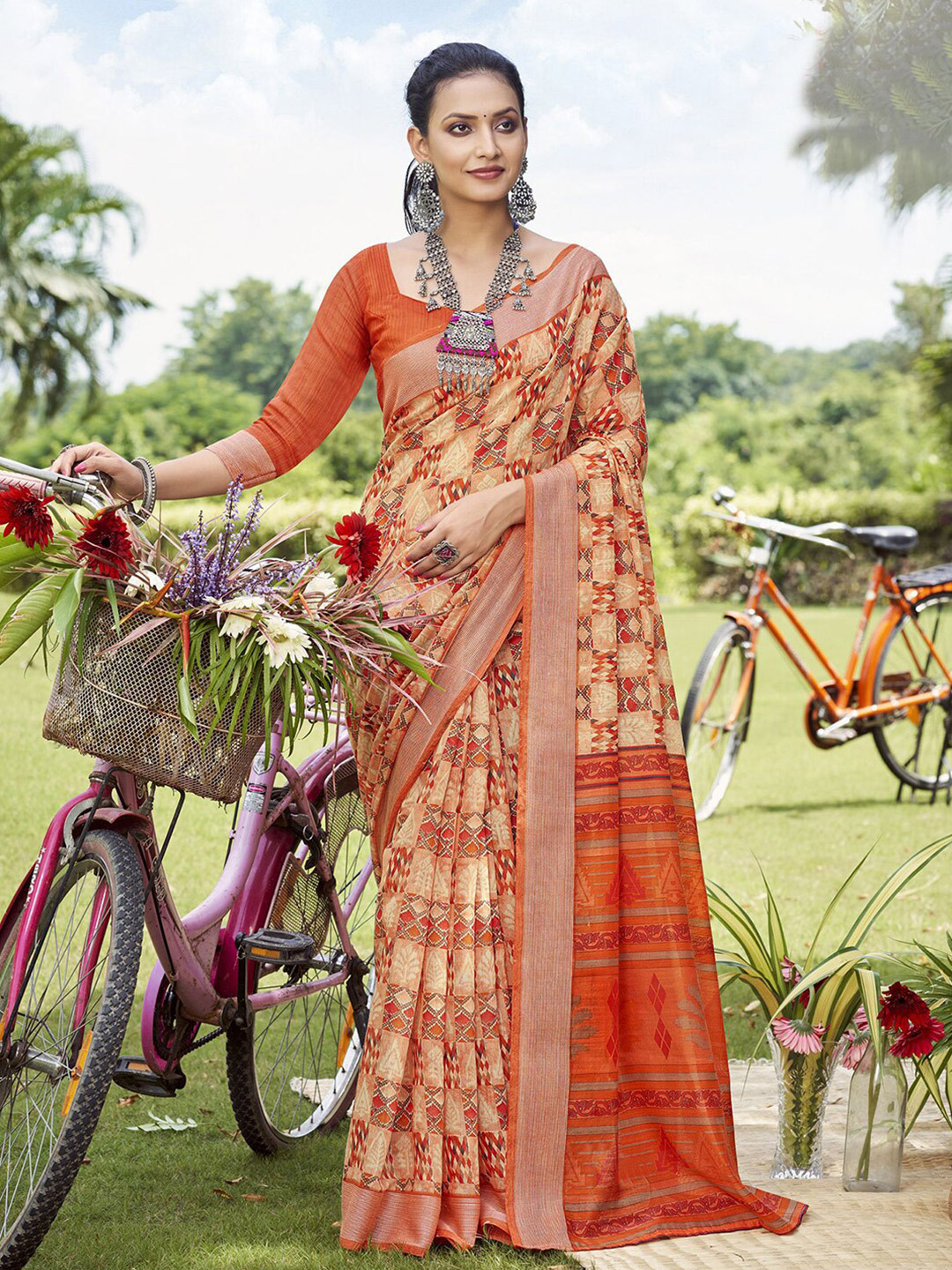 Buy Satrani Ethnic Motifs Printed Saree - Sarees for Women 22114340 ...