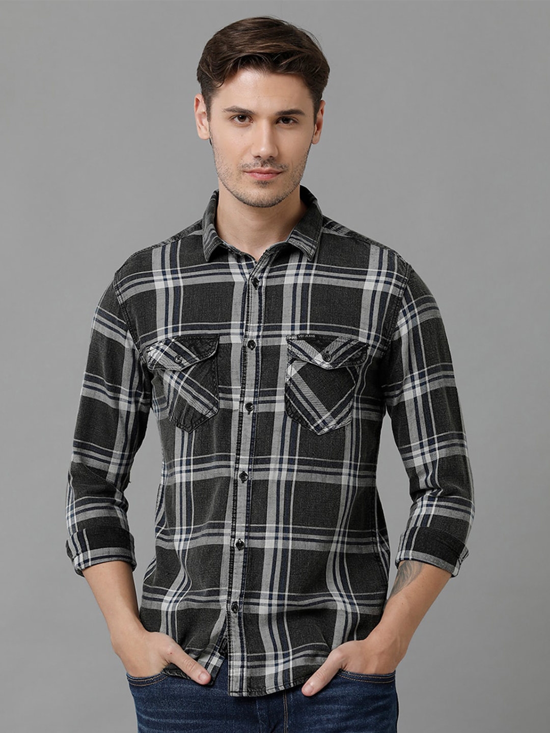 Buy Voi Jeans Tartan Checks Pure Cotton Slim Fit Casual Shirt Shirts