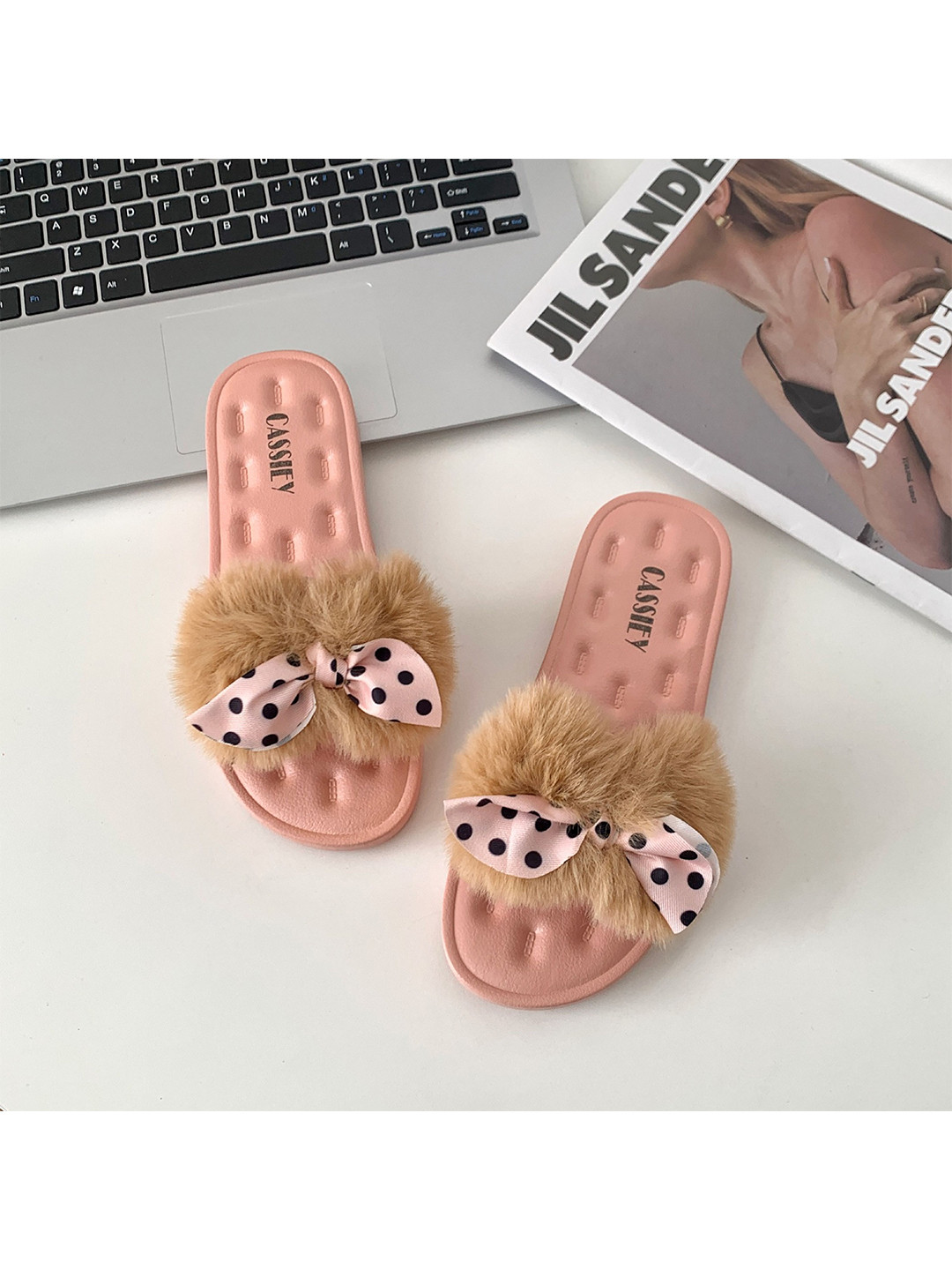 Buy CASSIEY Printed Bow Embellished Sliders - Flip Flops for Women ...