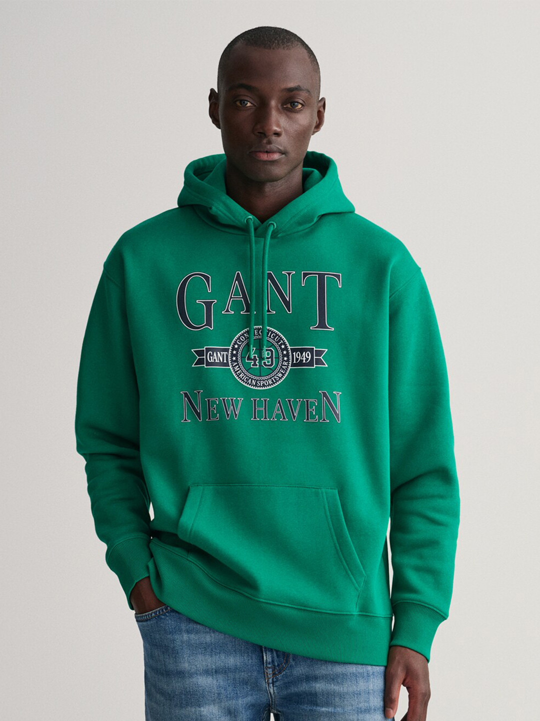 Buy GANT Men Green Printed Hooded Sweatshirt - Sweatshirts for Men ...