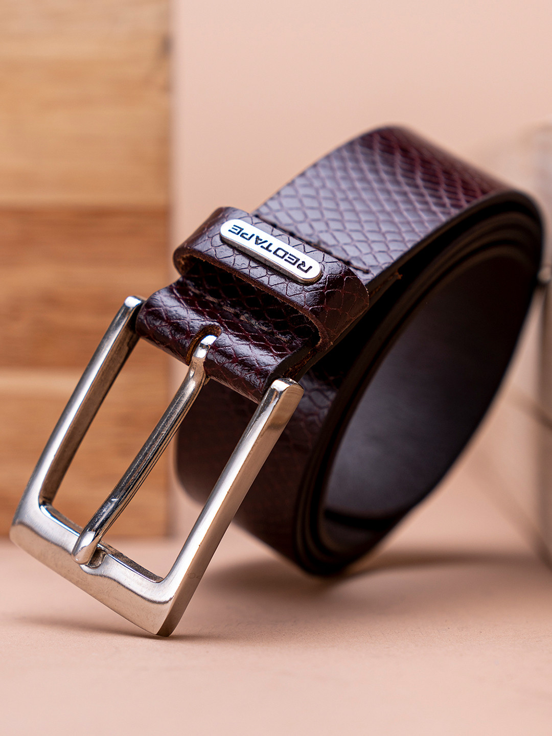 Buy Red Tape Men Textured Leather Tang Slim Formal Belt - Belts for Men ...