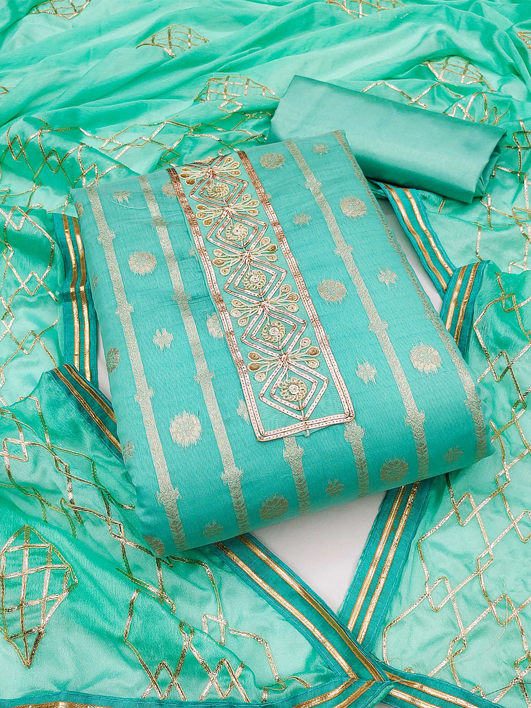 Buy KALINI Ethnic Motifs Woven Design Zari Unstitched Dress Material ...