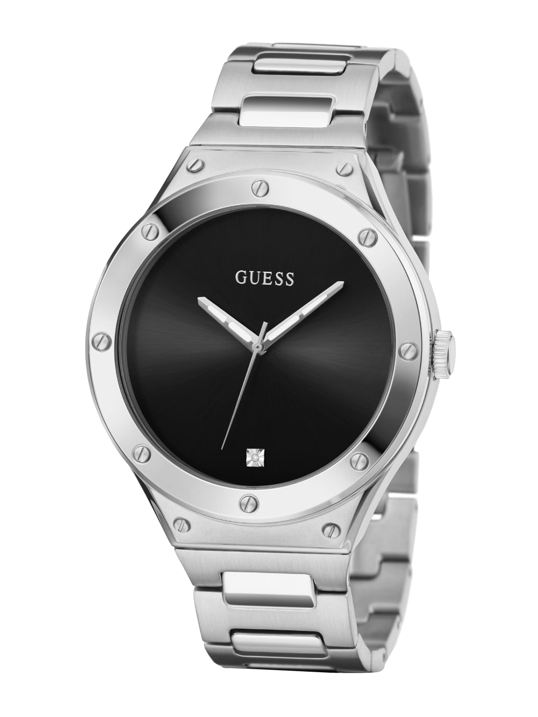 Buy Guess Men Black Brass Dial And Stainless Steel Wrap Around Straps