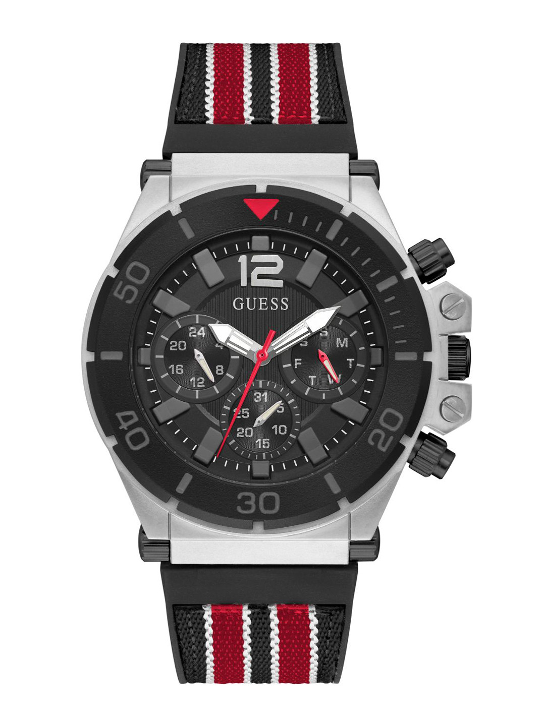 Buy GUESS Men Black Brass Dial & Silicon Straps Analogue Watch GW0415G1 ...