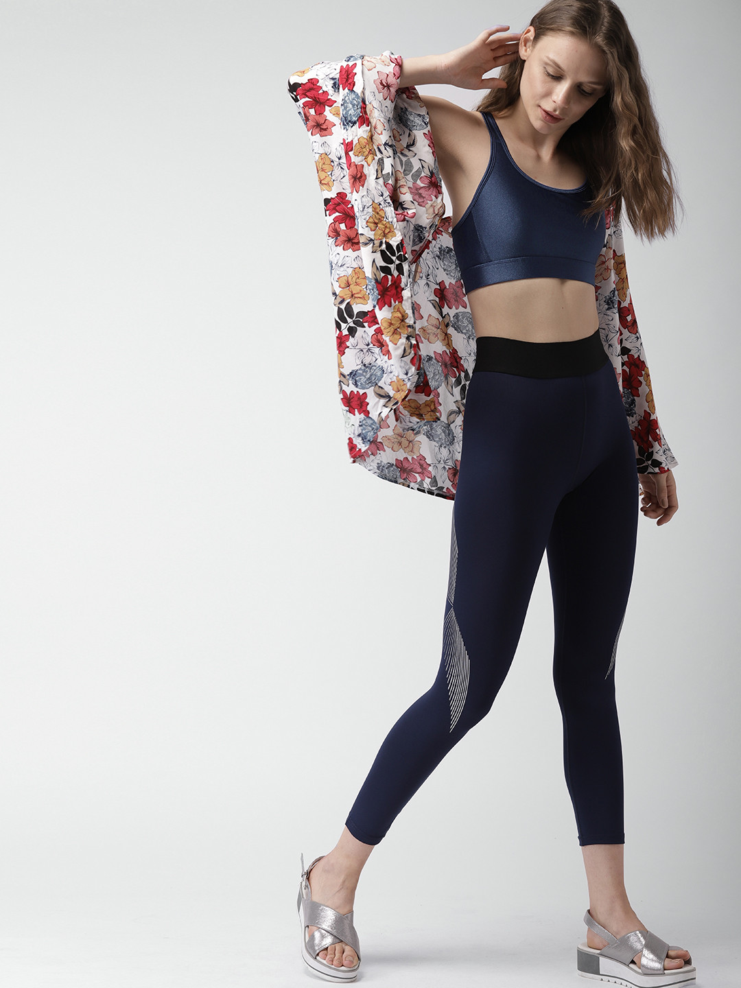 Buy Mast & Harbour Navy Blue Lace Non Wired Non Padded Sports Bra - Bra ...