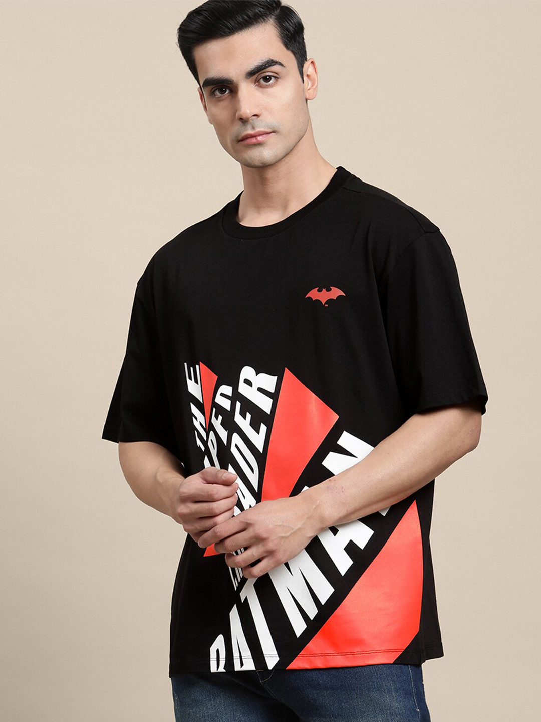 Buy Free Authority Batman Printed Drop Shoulder Sleeves Cotton ...