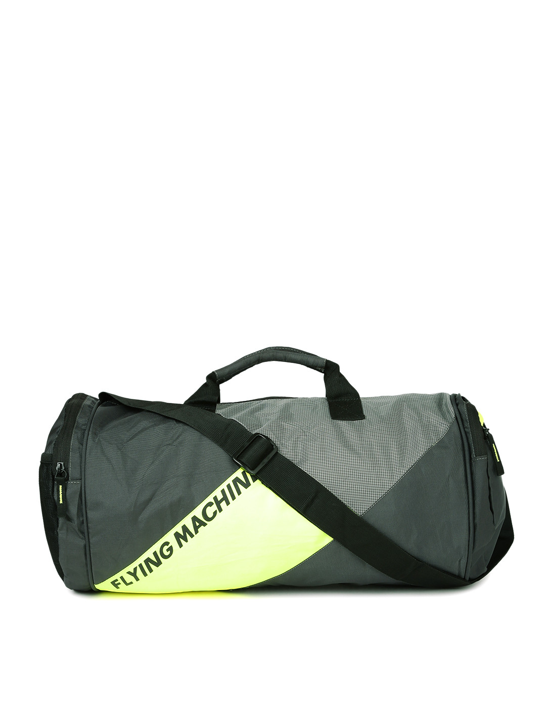 Buy Flying Machine Men Black & Fluorescent Green Gym Duffel Bag ...