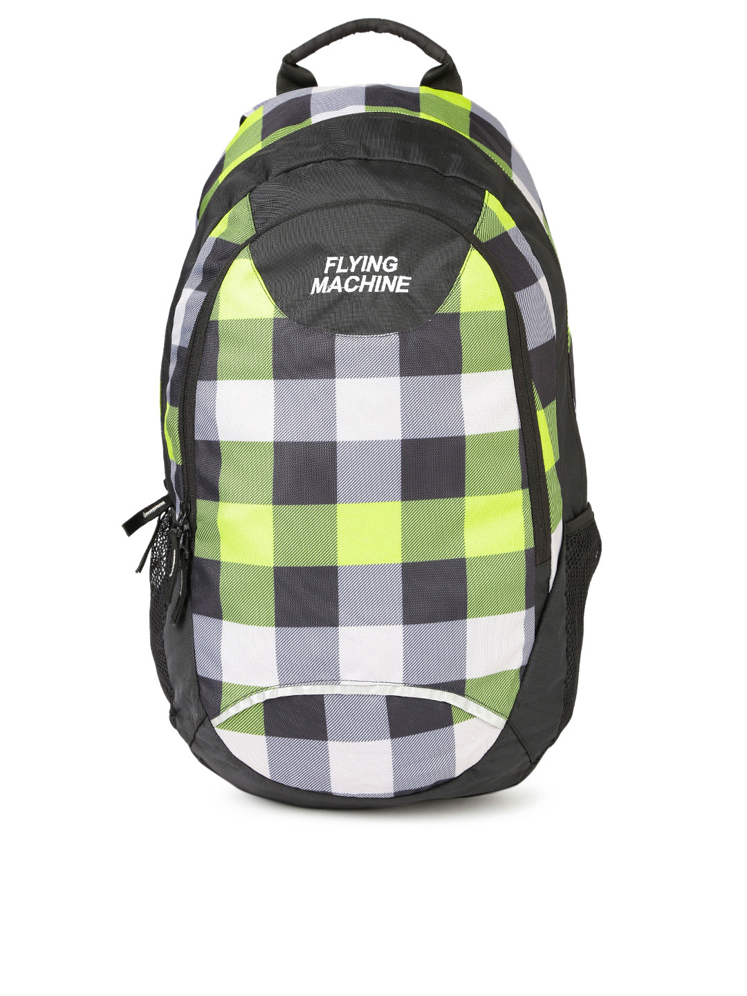 Buy Flying Machine Men Black & Grey Checked Backpack - Backpacks for ...