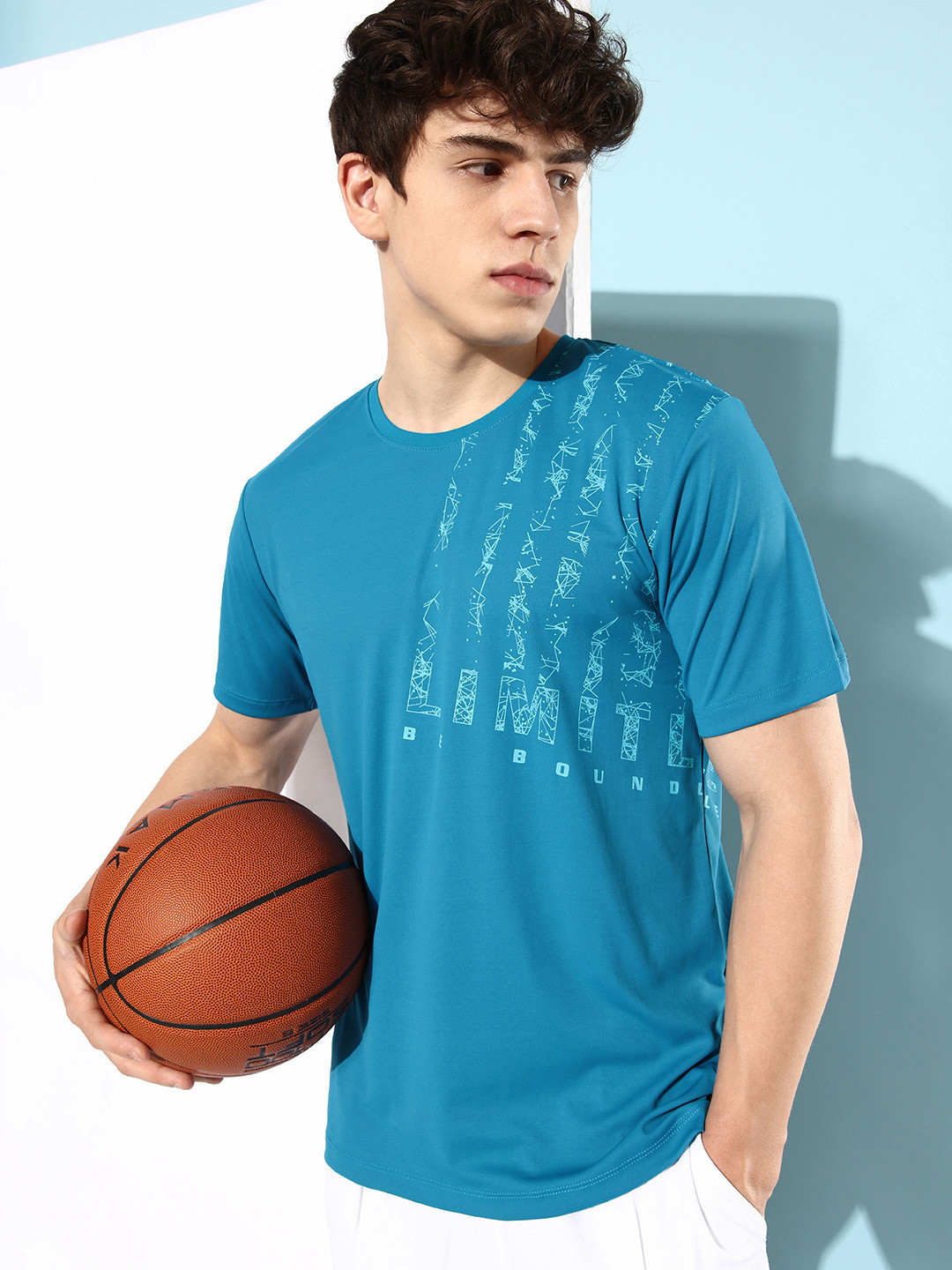Buy WROGN ACTIVE Men Sky Blue Typography Printed Upbeat Bright T Shirt ...