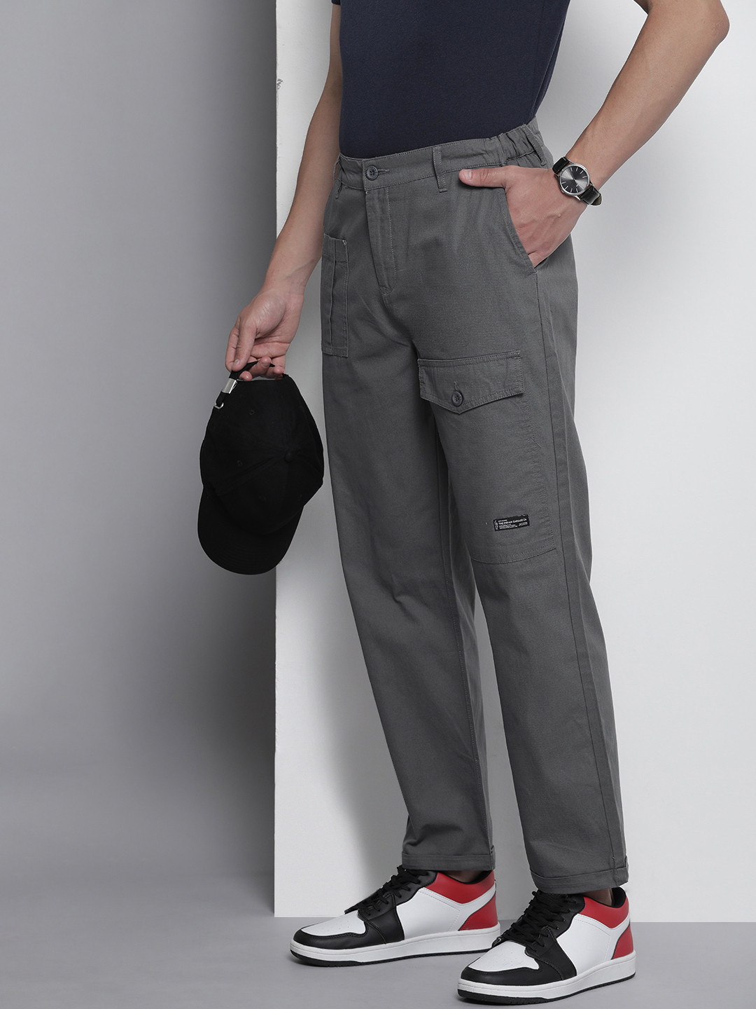 Buy The Indian Garage Co Men Relaxed Fit Ripstop Cargo Trousers ...