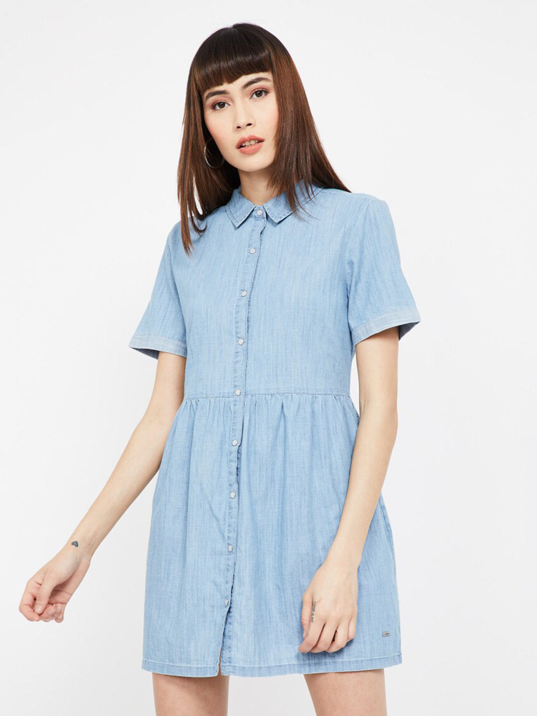 Buy Xpose Denim Shirt Mini Dress - Dresses for Women 22157662 | Myntra